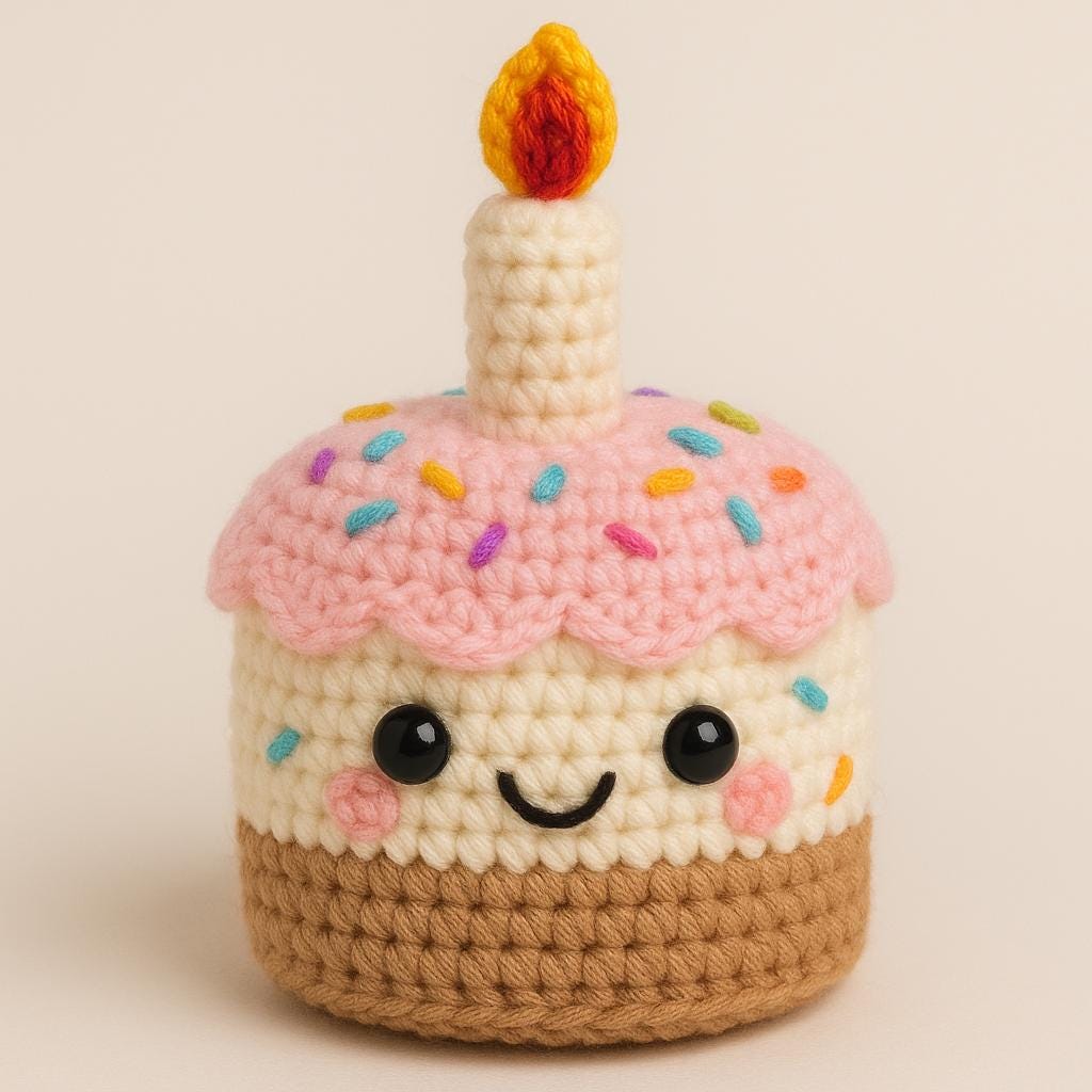 Crochet Birthday Cake Pattern With Candle | Amigurumi PDF - Etsy
