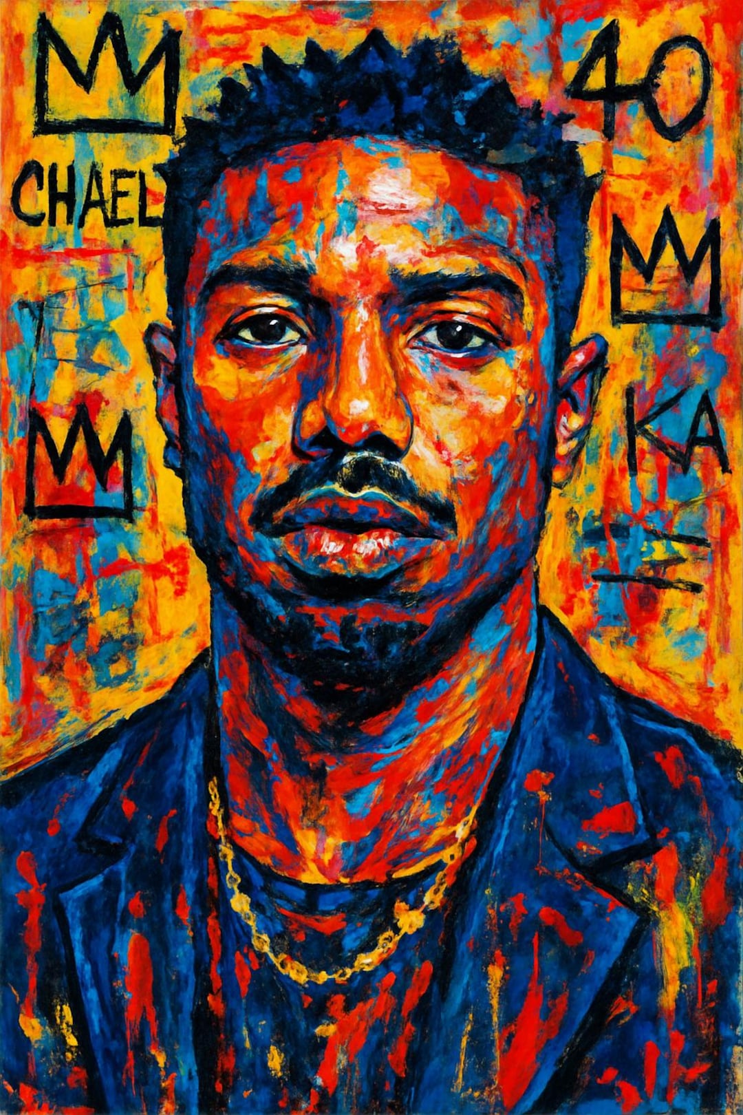 Michael B. Jordan Portrait – Basquiat Style Digital Art Print (instant ...