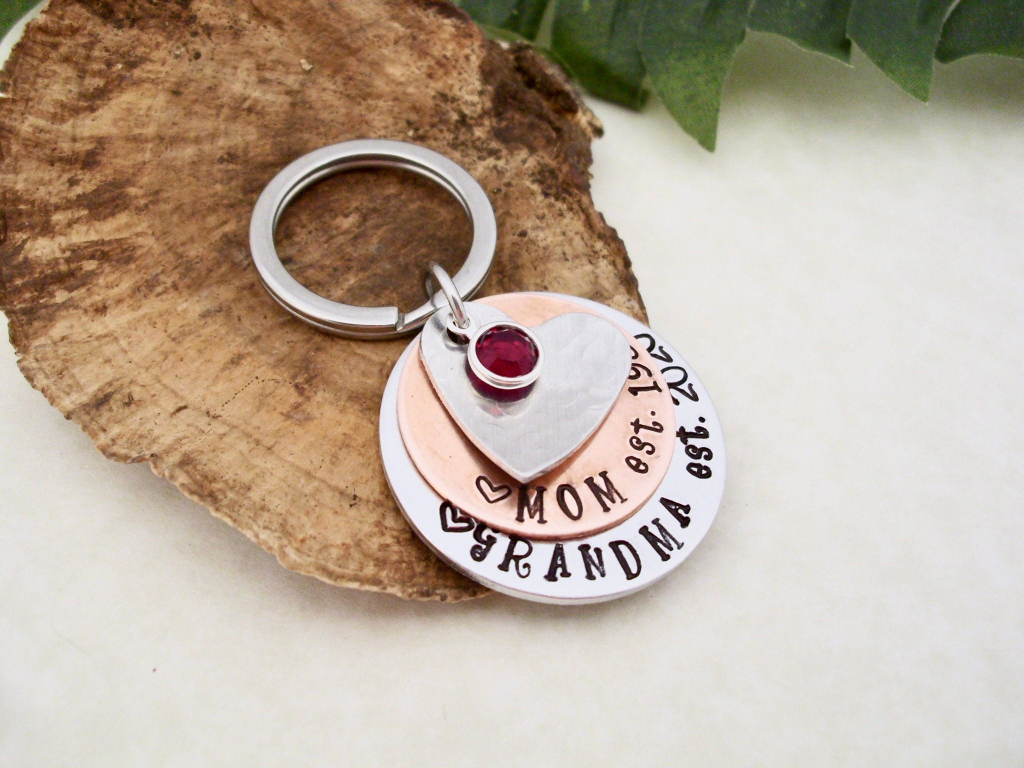 Personalized Hand Stamped Keychain New grandma gift | Etsy