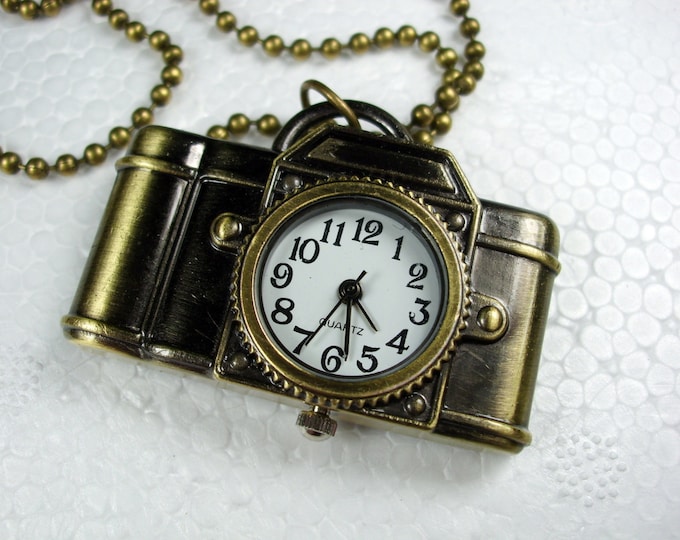 Antique Bronze Vintage Style Camera Pendant Watch Necklace - Etsy