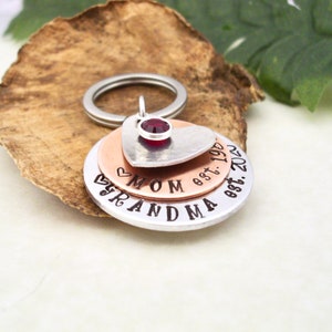 Personalized Hand Stamped Keychain, New Grandma Gift, Pregnancy ...