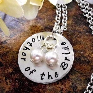 Mother of the Bride Necklace, Mother of the Bride Jewelry, Hand Stamped ...