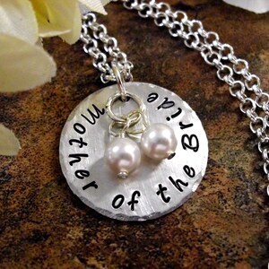 Mother of the Bride Necklace, Mother of the Bride Jewelry, Hand Stamped ...