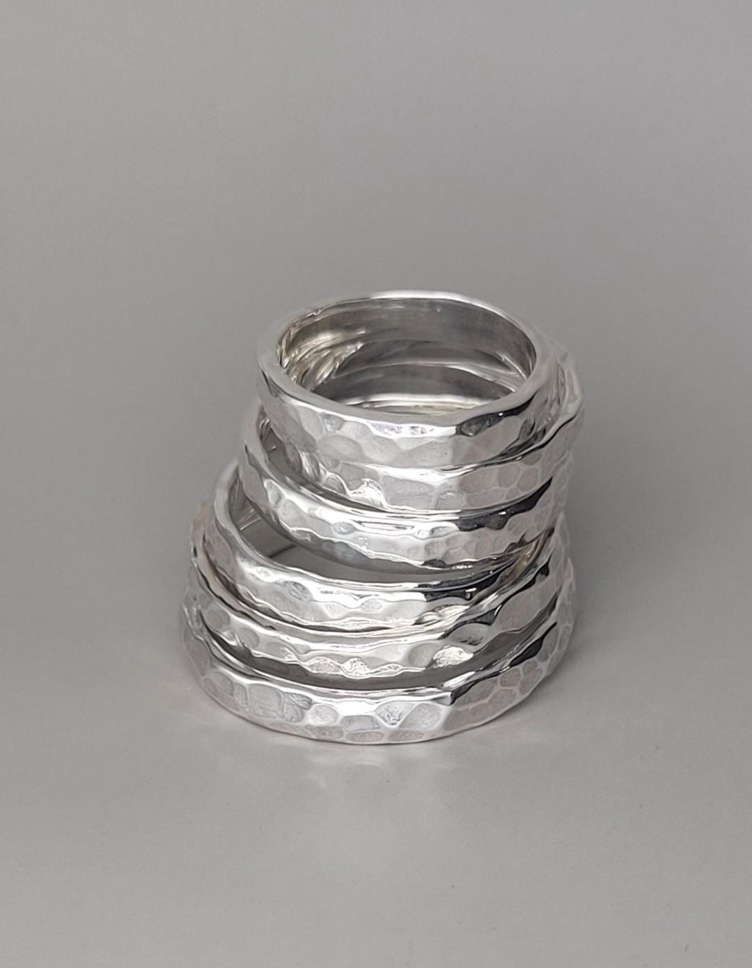 Hammered Silver Ring – Textured Solid Band, Handmade Finish – 925 ...
