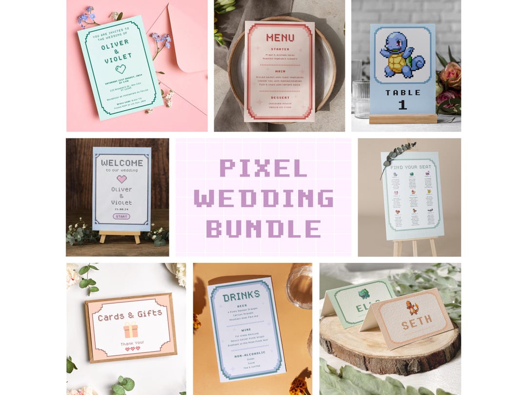 Pixel Art Wedding Bundle (printable Templates) - Etsy
