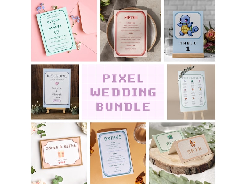 Pixel Wedding Bundle | Wedding Invitation | Gamer Wedding | Video Game ...