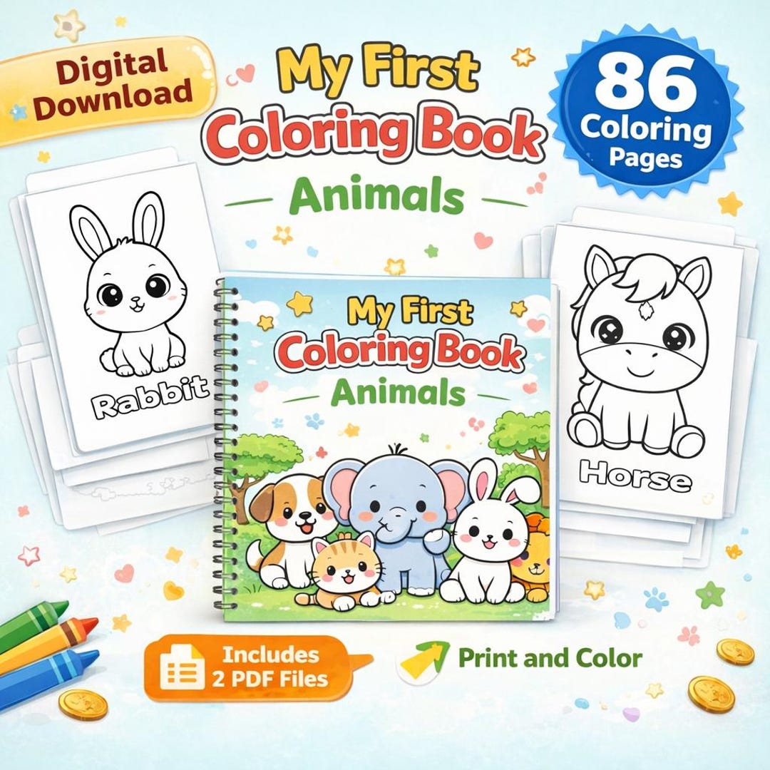 Animal Coloring Book for Kids Printable – Bilingual English Spanish ...
