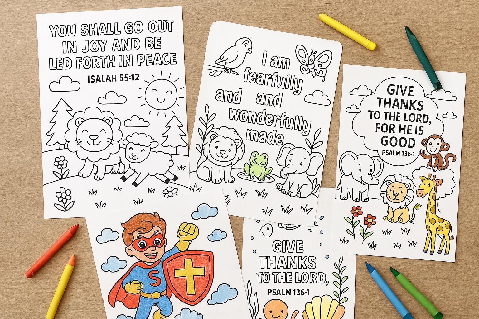 Set of 5 Bible Verse Coloring Pages for Kids – Faith-inspired Designs ...