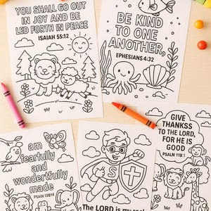 Set of 5 Bible Verse Coloring Pages for Kids – Faith-inspired Designs ...
