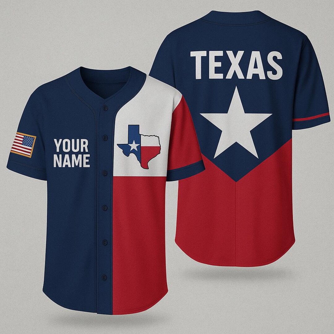 Custom Texas 3D Baseball Jersey - Personalized Lone Star State Flag ...