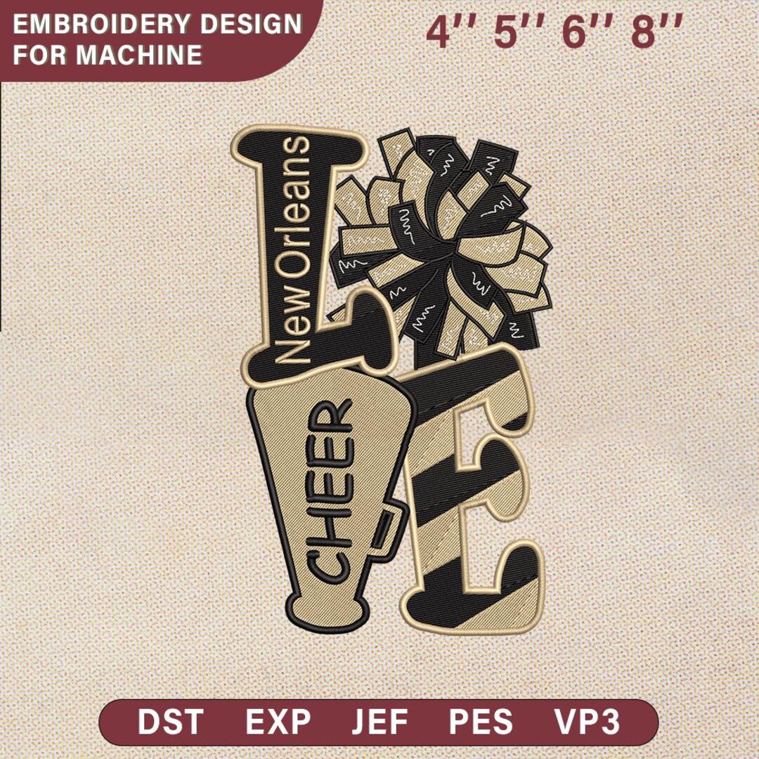 New Orleans Cheer Machine Embroidery Design, LOVE Cheerleading ...