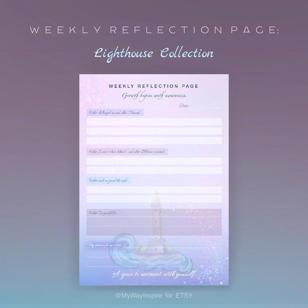 Weekly Reflection Page (A4 & US Letter). Minimal Design, Instant ...