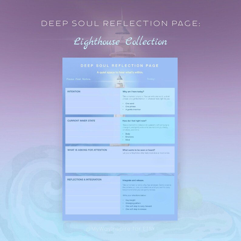 Deep Reflection Page | Printable Reflection Worksheet | Inner Work ...