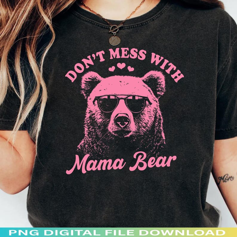 Papa Bear Family PNG Bundle, Father of Two Kids Cubs, Don't Mess Mama ...