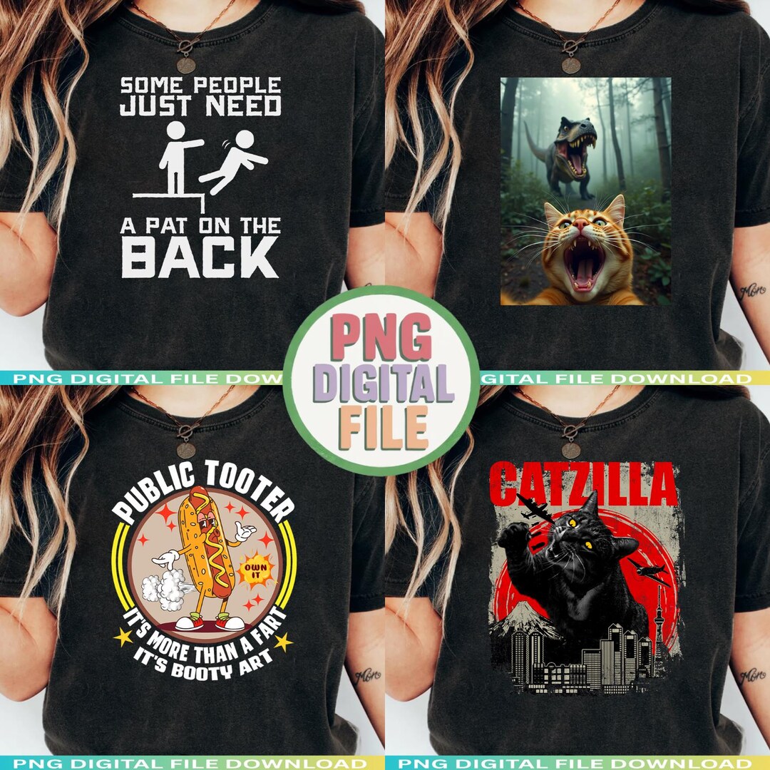 Funny Cat Meme PNG Bundle, Pat on the Back Sarcasm, Catzilla Kitten Tee ...