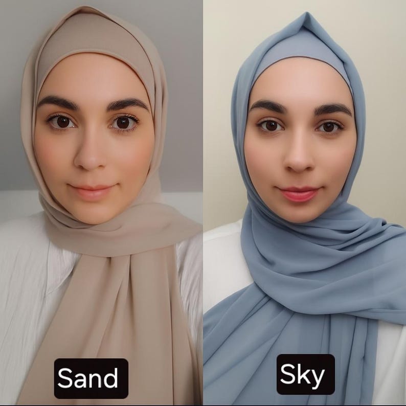 Chiffon Hijab & Jersey Undercap Matching Set - Etsy