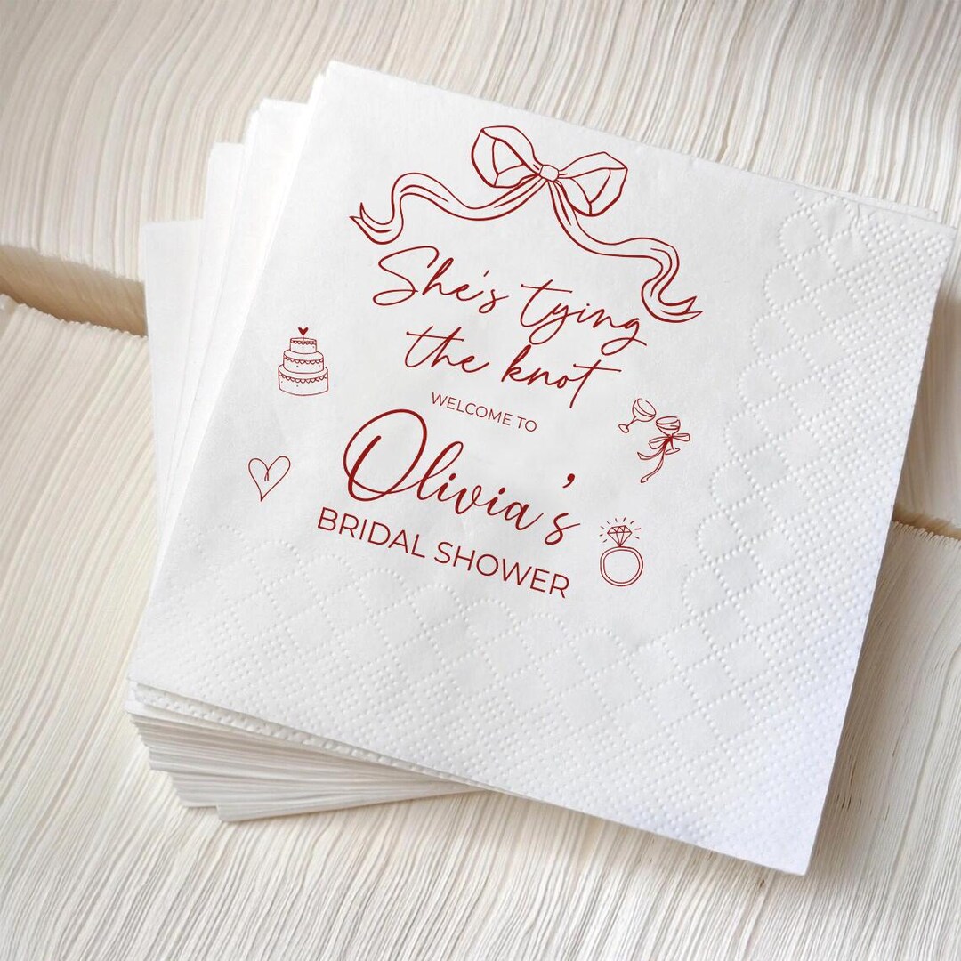 Editable Printable Bridal Shower Napkins, 'she's Tying the Knot' Design ...