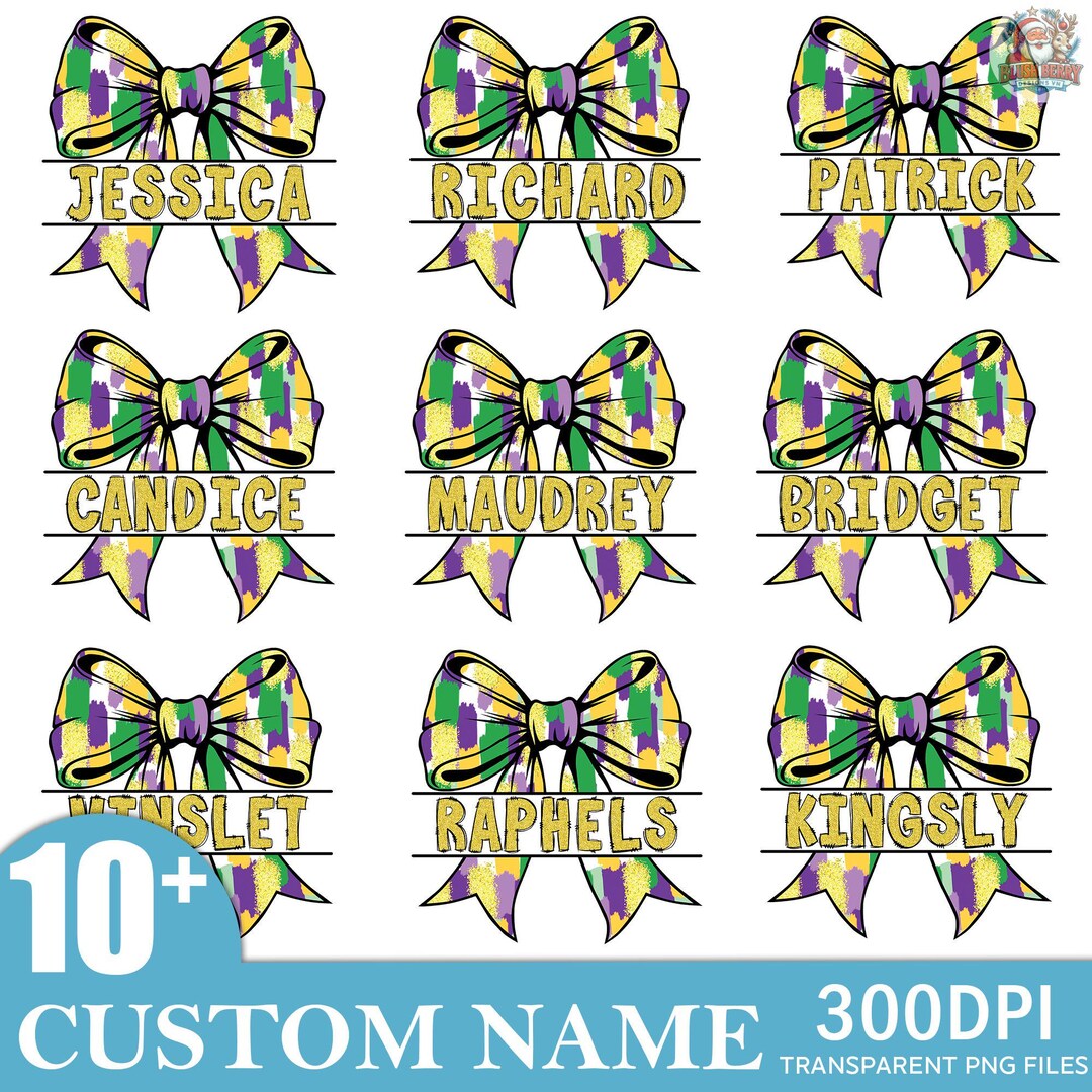 10+ Custom Name Coquette Png Bundle, Coquette Mardi Gras Png, Make Your ...