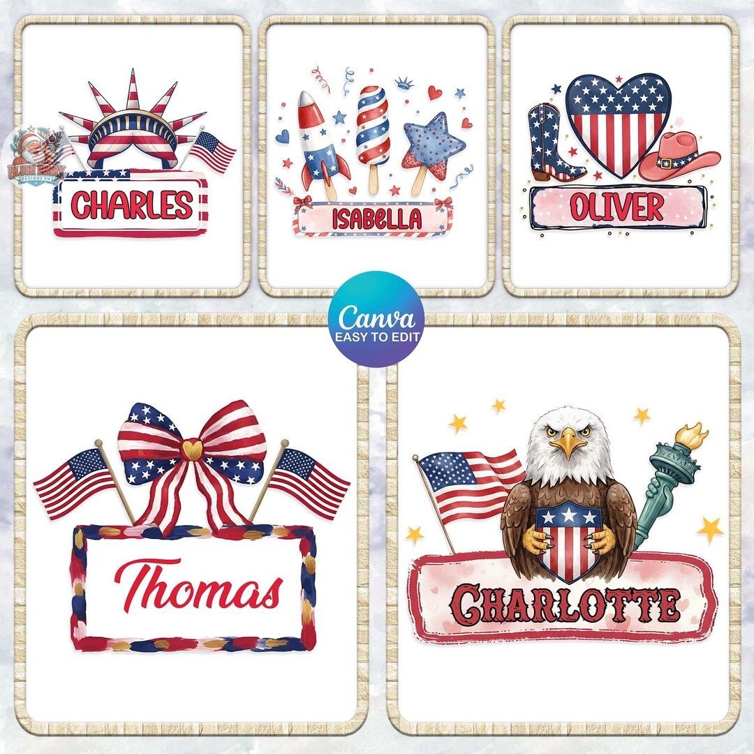 USA Family Canva Template, 6 PNG Custom Kid USA, America Flag Template ...