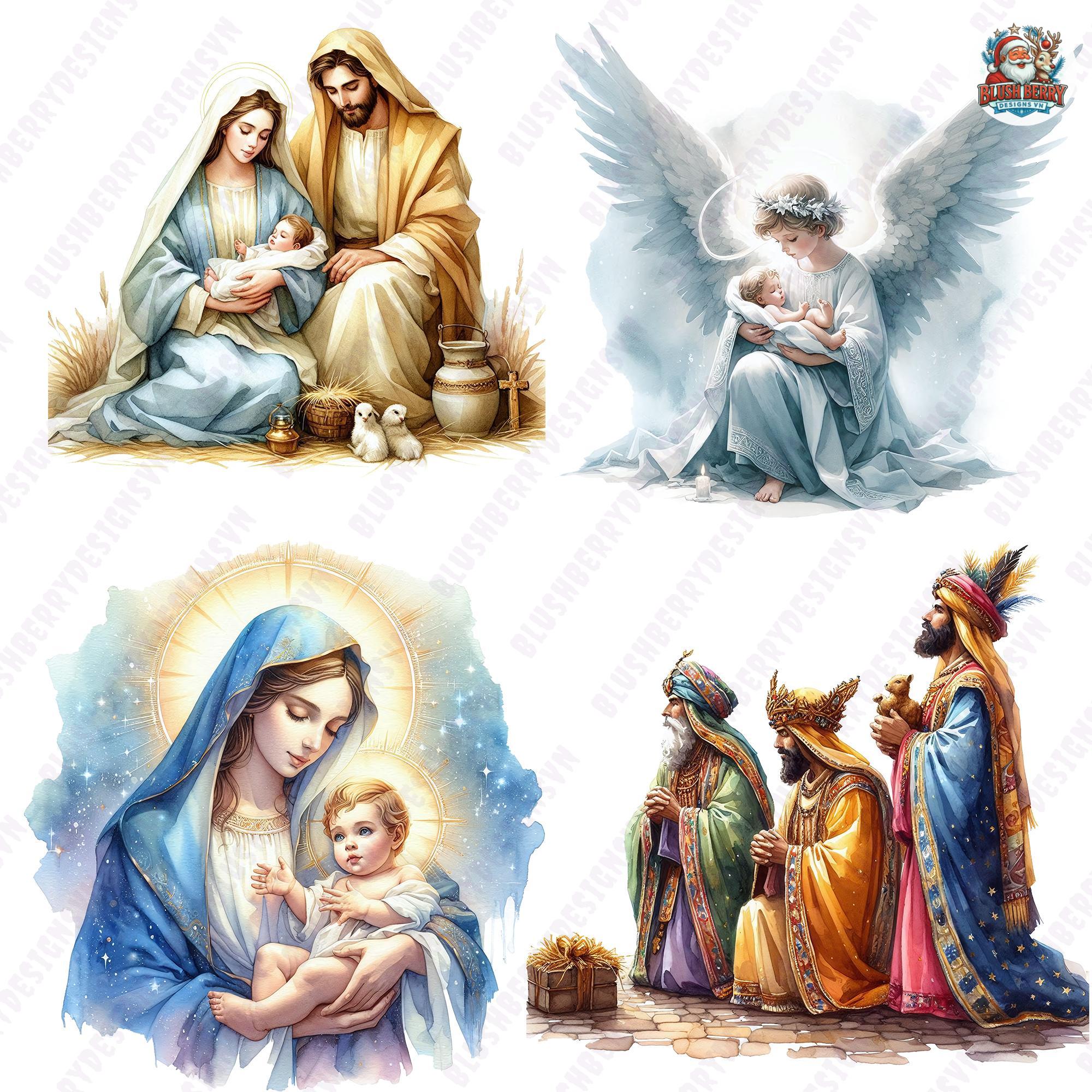 30+ Watercolor Christmas Nativity Scene Clipart, Christmas Scenes Png ...