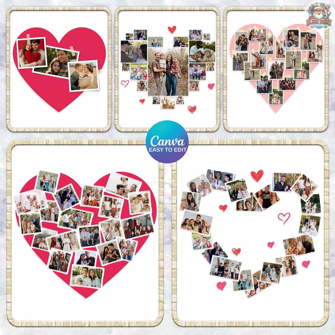 6+ Custom Heart Collage Png Bundle, Valentine's Day Png, Heart Photo ...