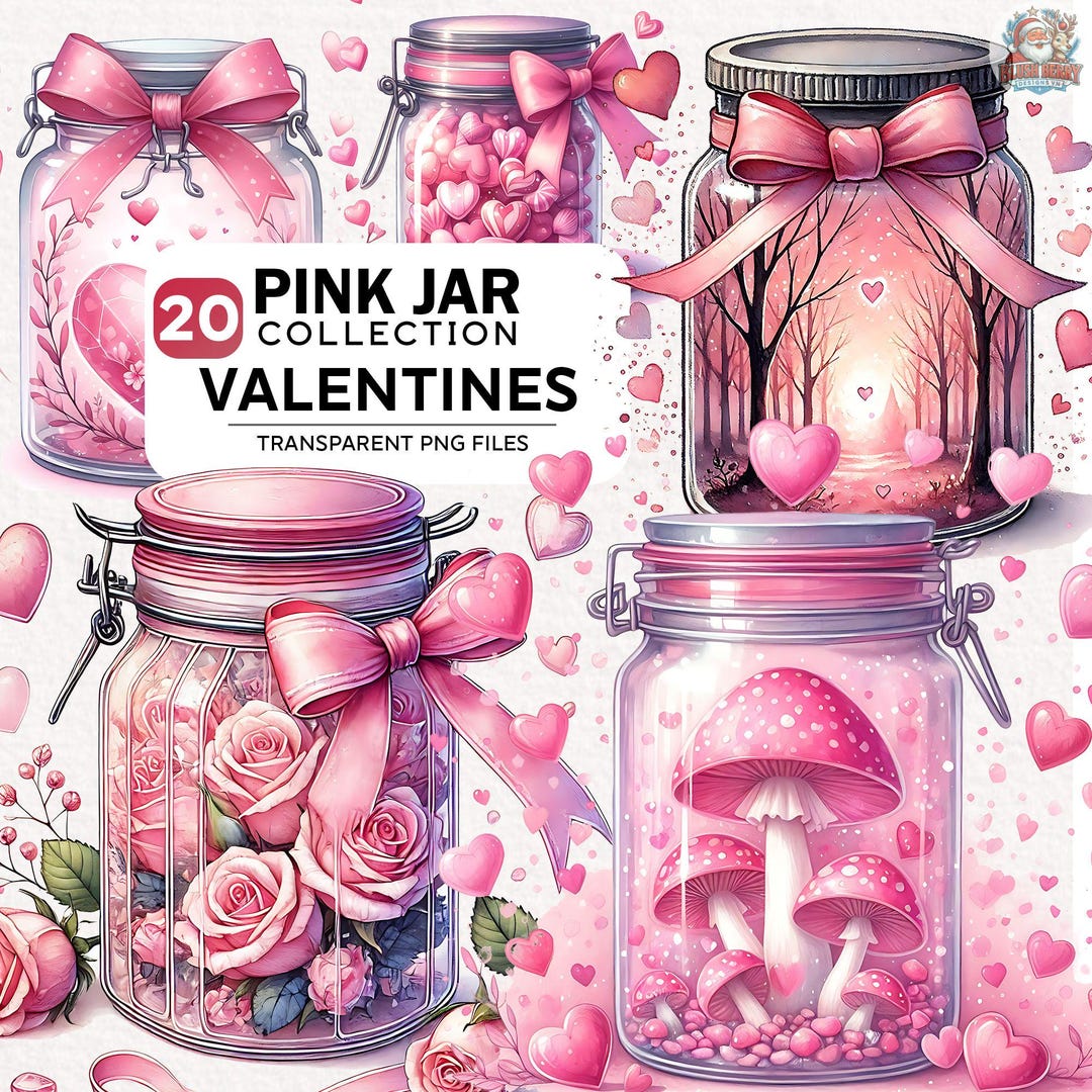 20+ Watercolor Coquette Pink Jar Clipart Bundle, Romantic Jar Png ...