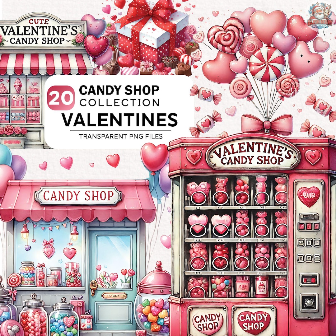 20+ Watercolor Candy Shop Clipart Bundle, Sweet Cakes Png, Candy Heart ...