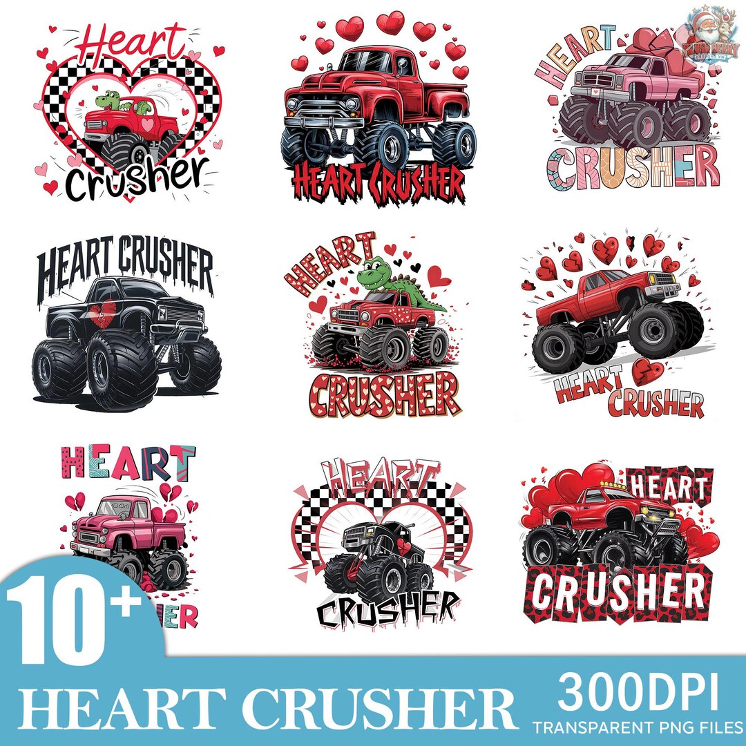 10+ Heart Crusher Png Bundle, Happy Valentine's Day Png, Monster Truck ...