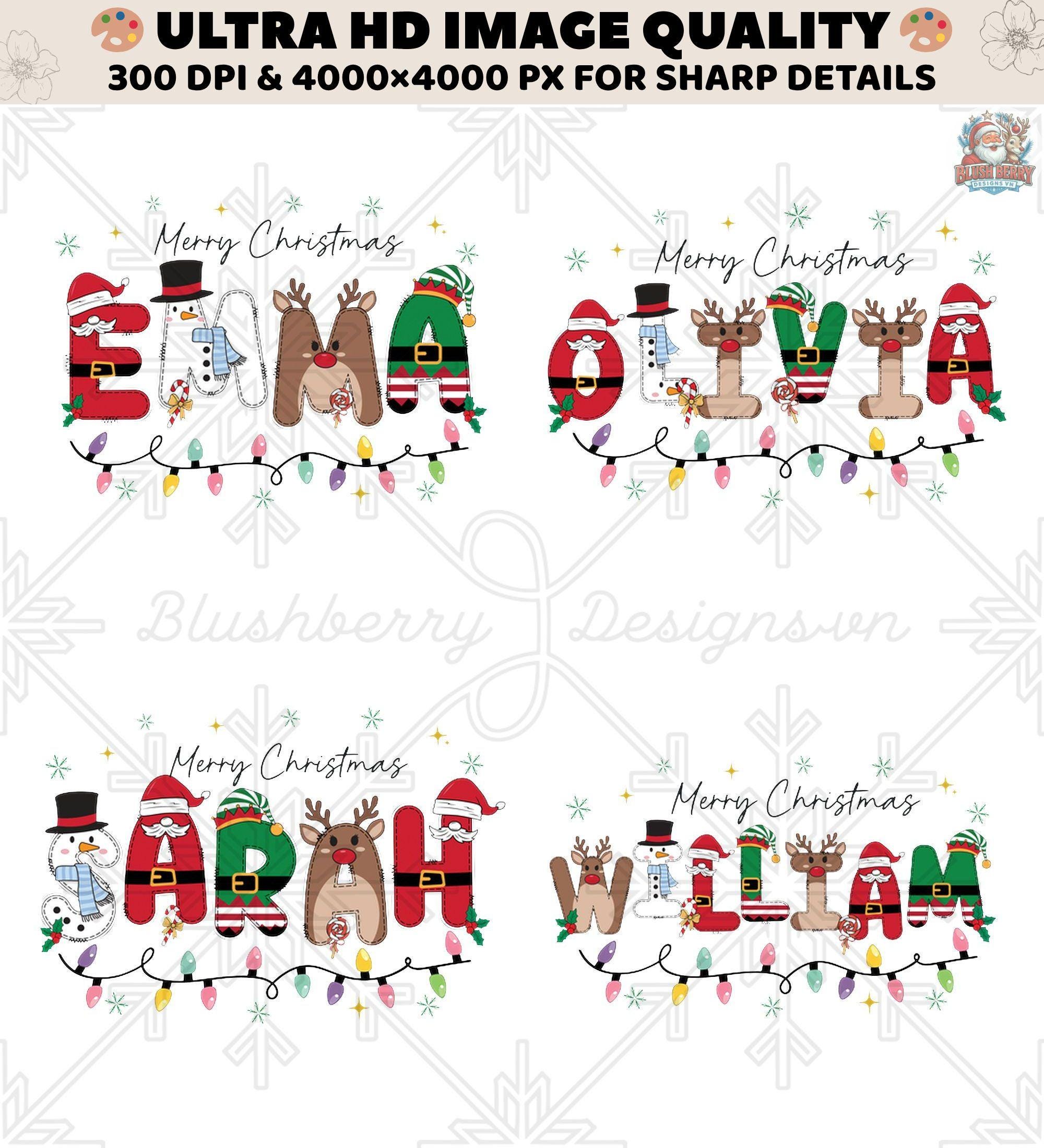 6+ Custom Christmas Name Png Bundle, Christmas Doodles Png, Family ...