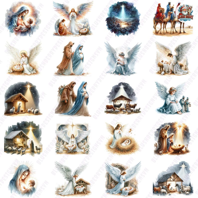 30+ Watercolor Christmas Nativity Scene Clipart, Christmas Scenes Png ...