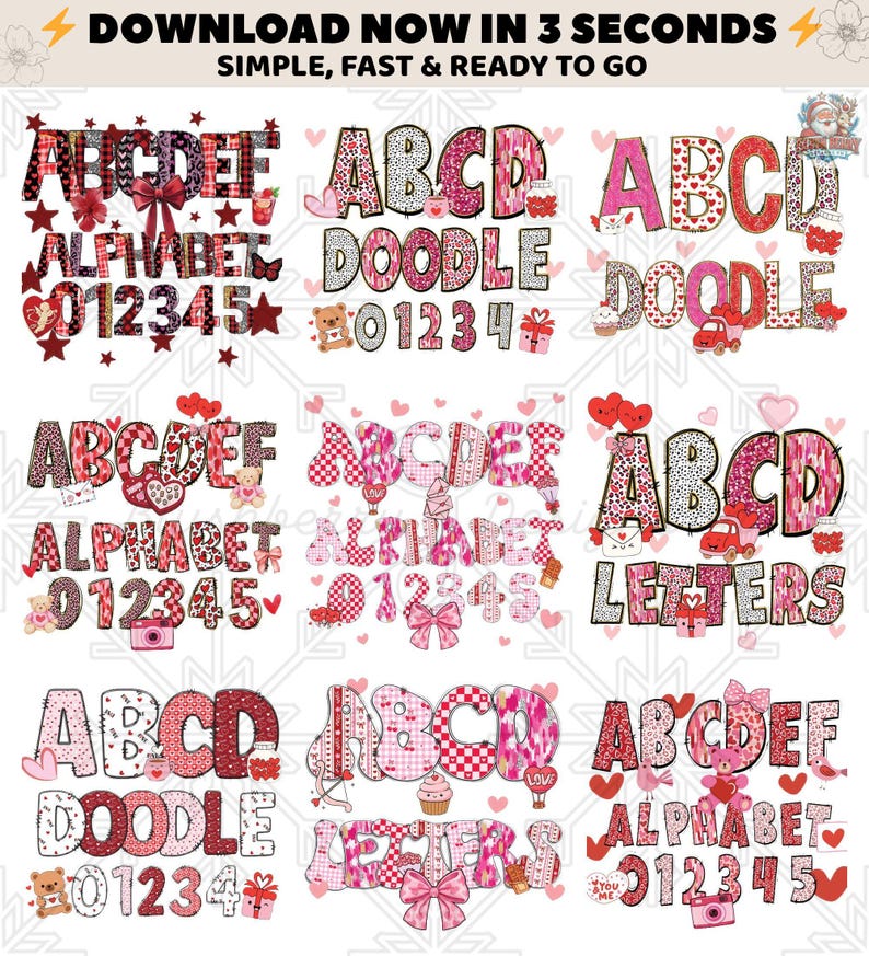 40+ Valentine Doodle Png Bundle, Valentines Fonts Png, Valentine ...