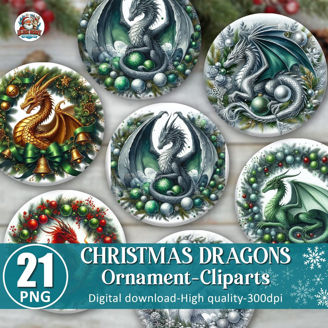 20+ Christmas Dragons Ornament Png, Holiday Dragons Ornament Png Bundle ...