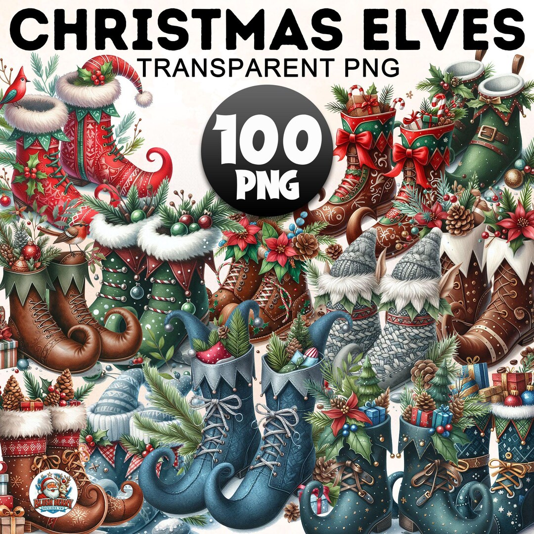 100+ Watercolor Christmas Elves Clipart Bundle , Christmas Elf Png ...