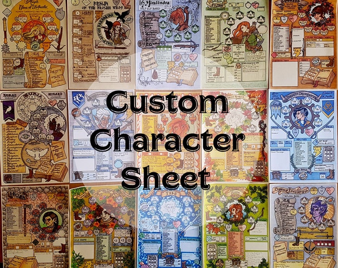 CUSTOM Illustrated Dungeons & Dragons Character 5E Character Sheet - Etsy