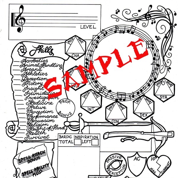Coloring Dnd Character Sheet - Etsy