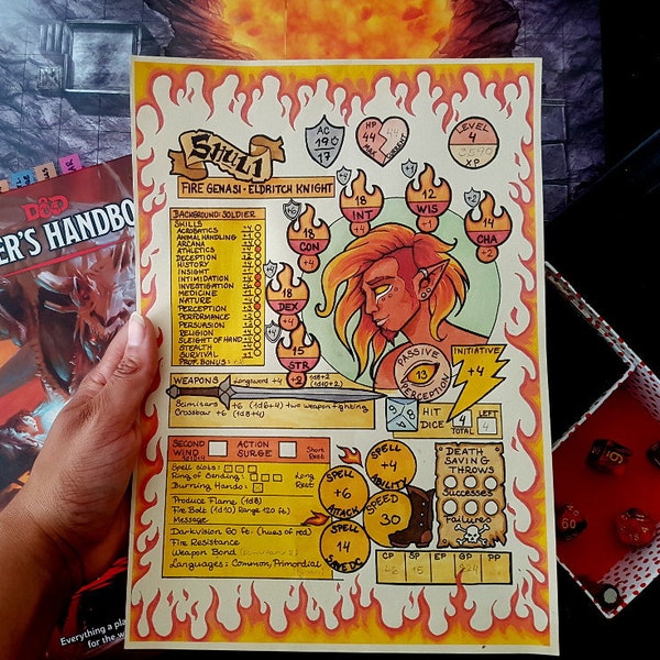Dnd Character Sheet Fire - Etsy