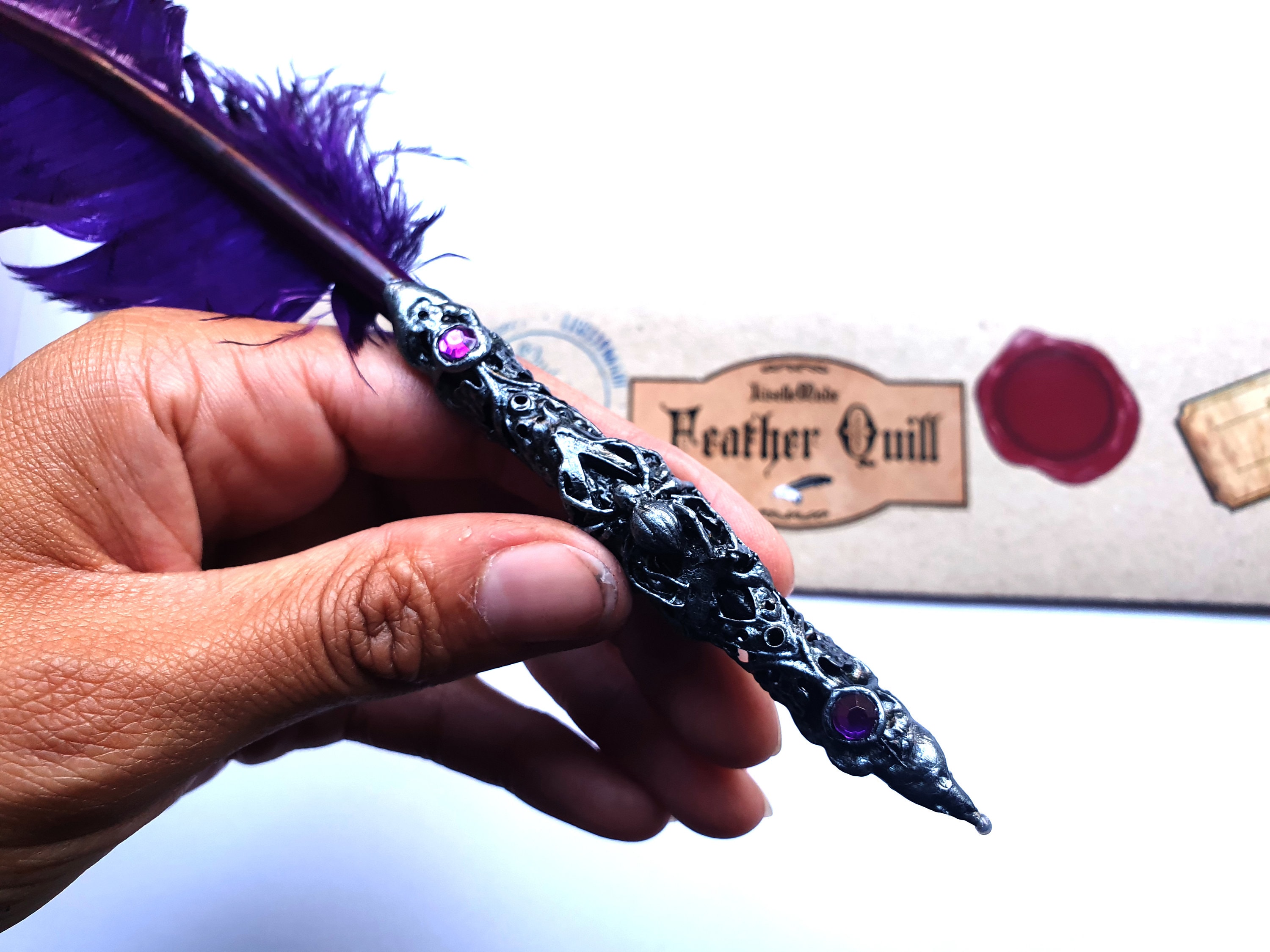 Drow Spider Quill Purple Ballpoint Writing Quill - Etsy