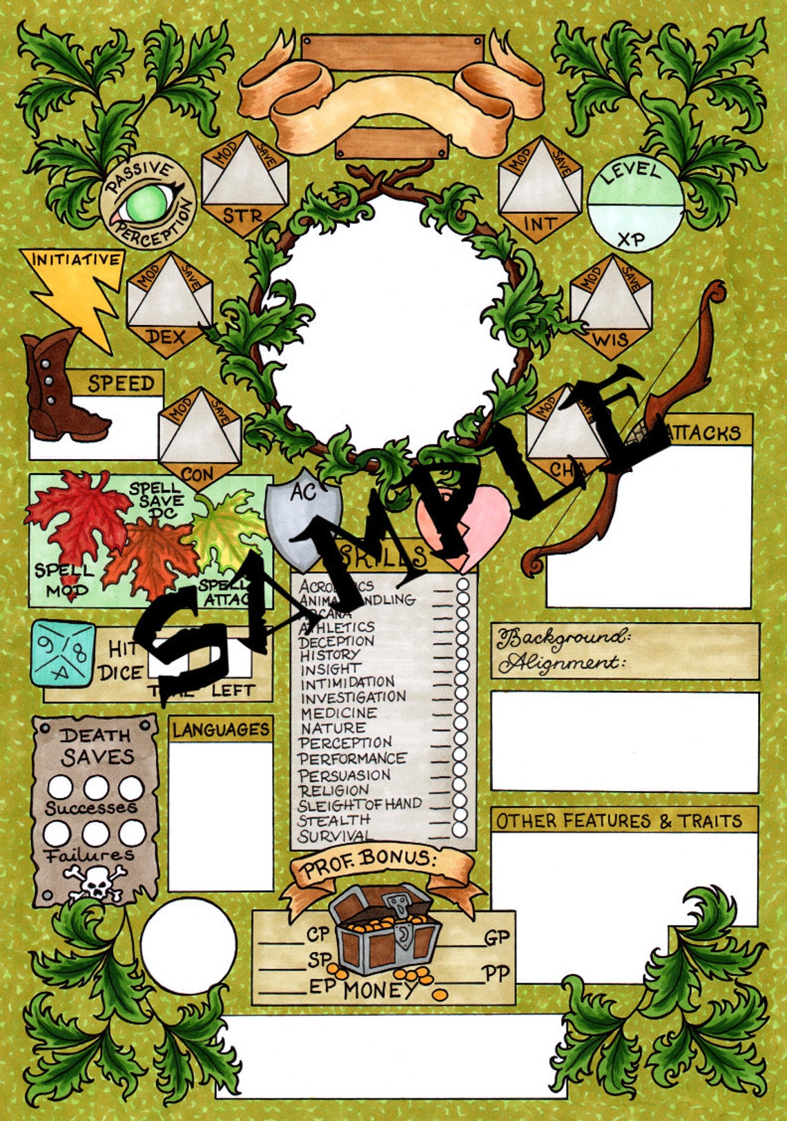 Printable Dungeons & Dragons Character Sheet PDF Ranger - Etsy