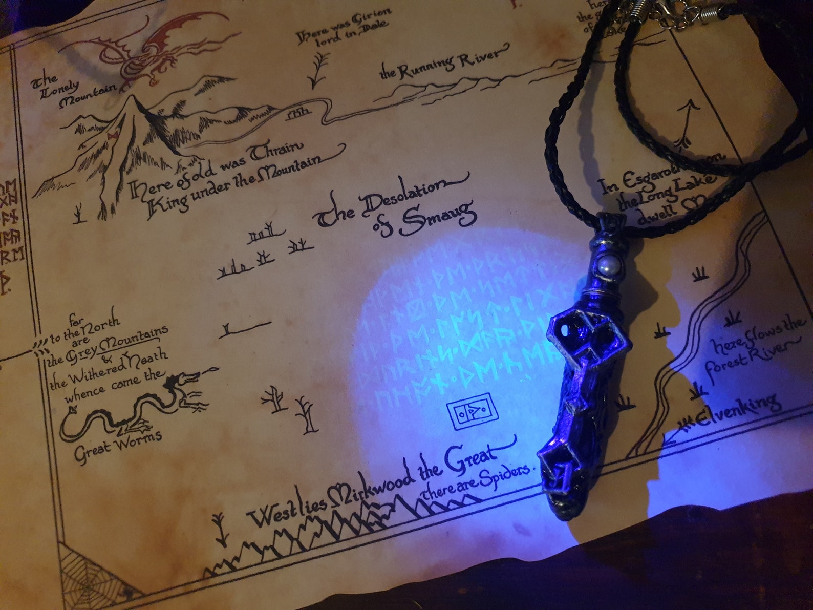 Thrór's Map With Glowing Moon Runes and UV Key, the Hobbit Inspired ...