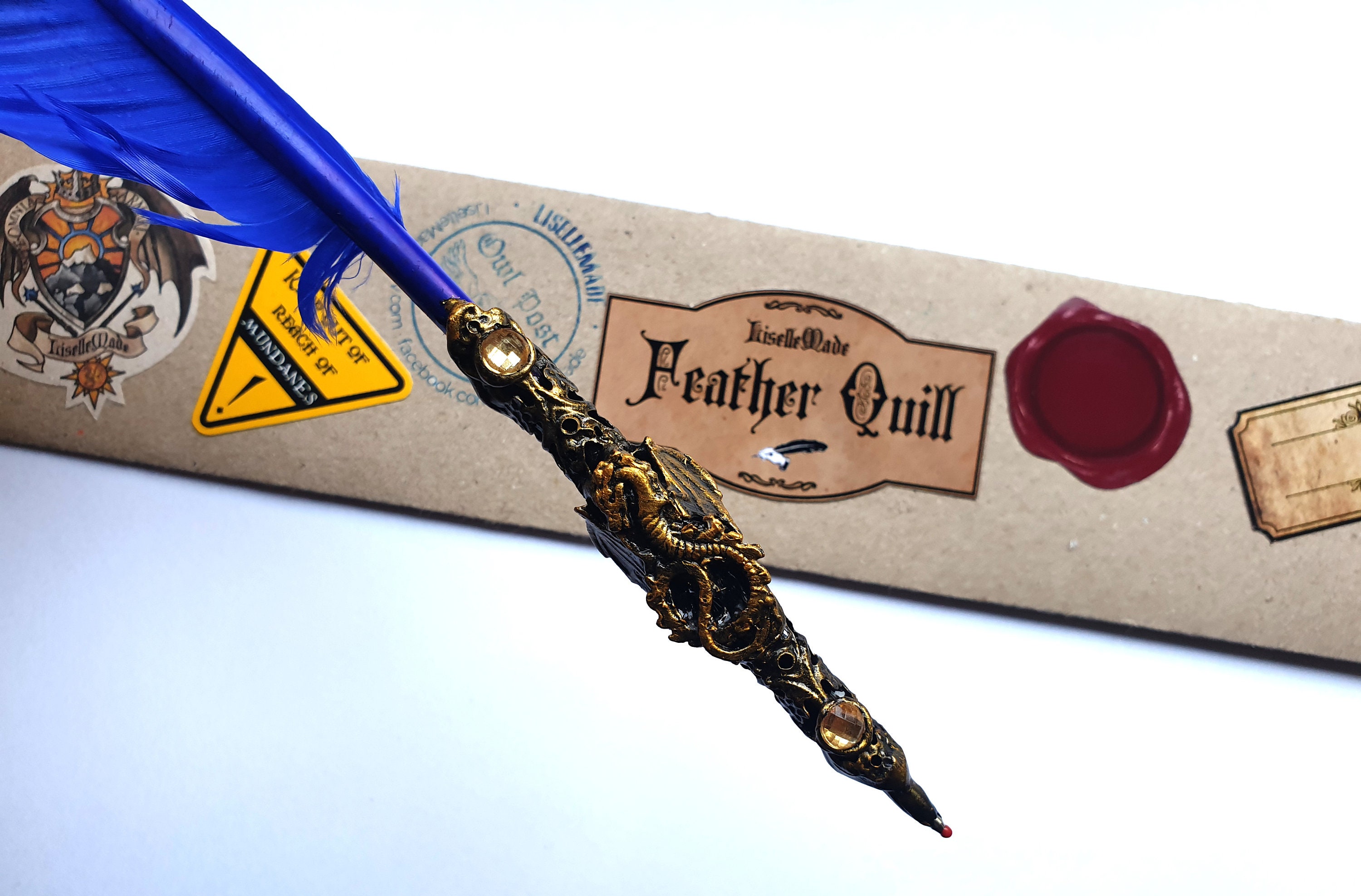Blue Dragon Quill Faust Ballpoint Writing Quill College of - Etsy