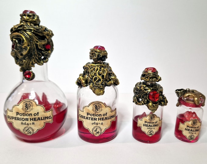 Dnd 5E Healing Potion Set of 4 With LED Light and D4 Dice FREE SHIPPING ...