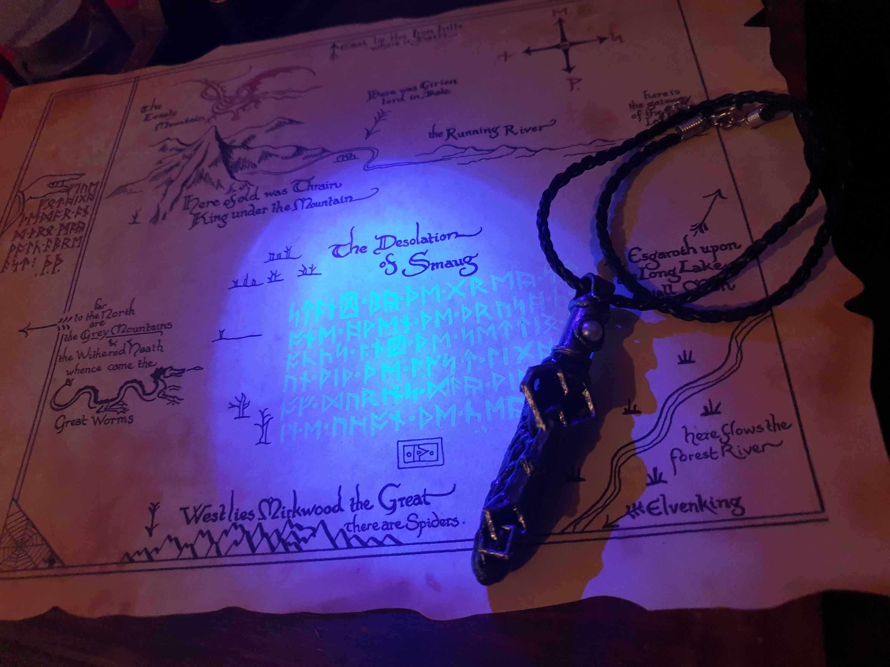 Thrór's Map With Glowing Moon Runes and UV Key, the Hobbit Inspired ...