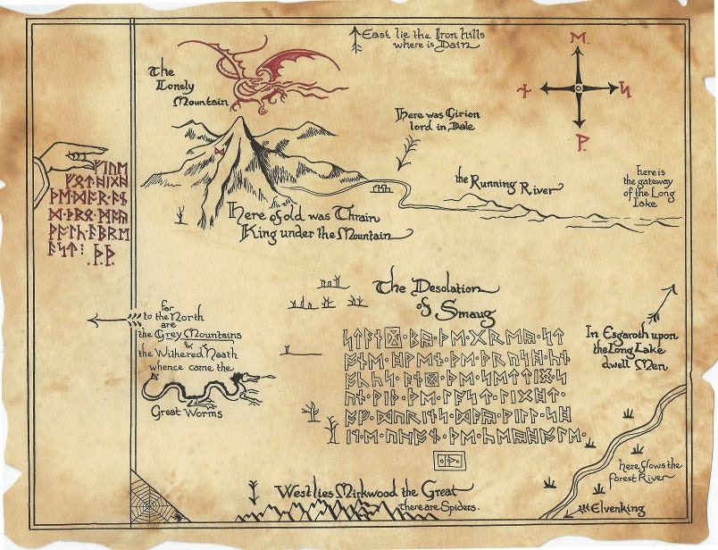 Thrór's Map The Hobbit inspired Thorin's Map | Etsy