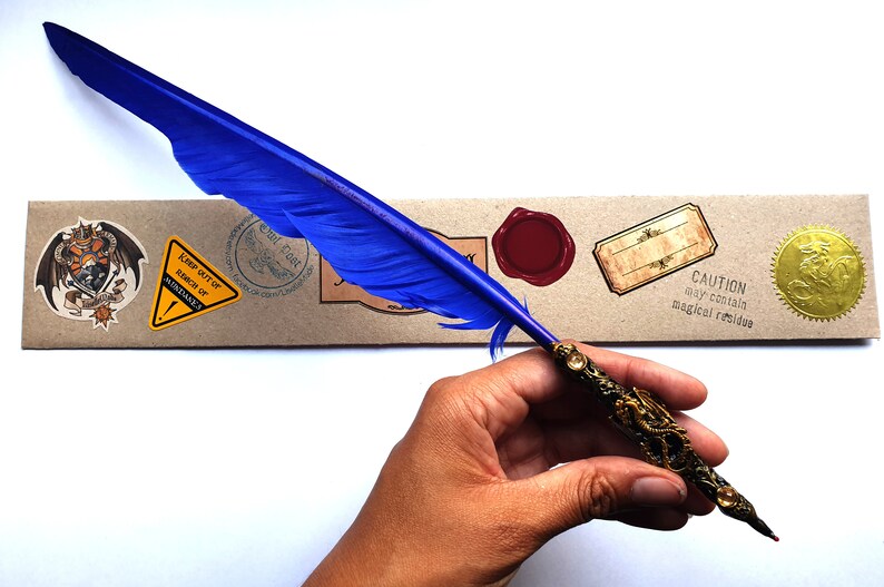 Blue Dragon Quill Faust Ballpoint Writing Quill College of - Etsy