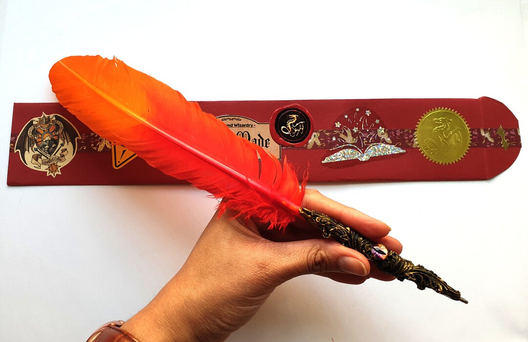 Phoenix Feather Quill - Red and Orange Ballpoint Quill - Etsy UK