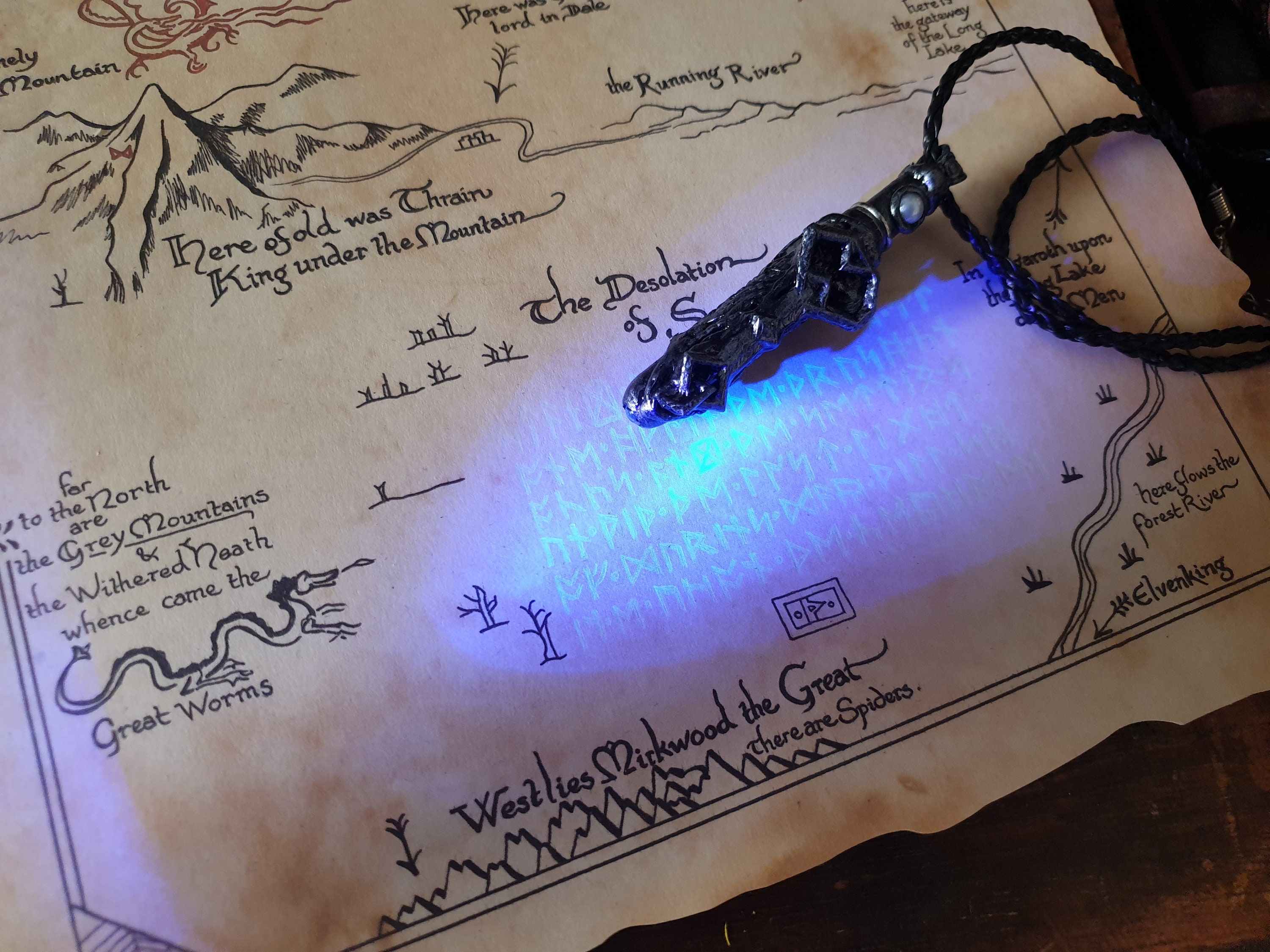 Thrór's Map With Glowing Moon Runes and UV Key the Hobbit - Etsy Canada