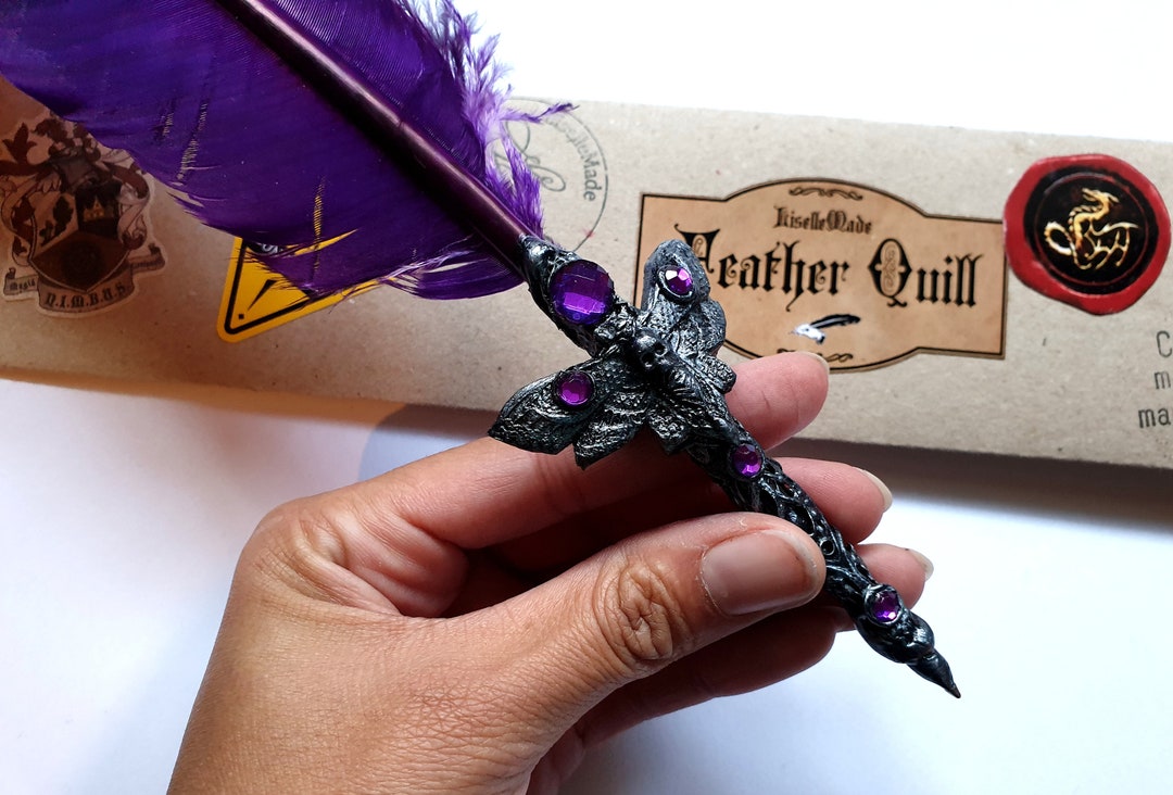 Death Head Moth Quill - Purple Ballpoint Writing Quill - FREE SHIPPING ...