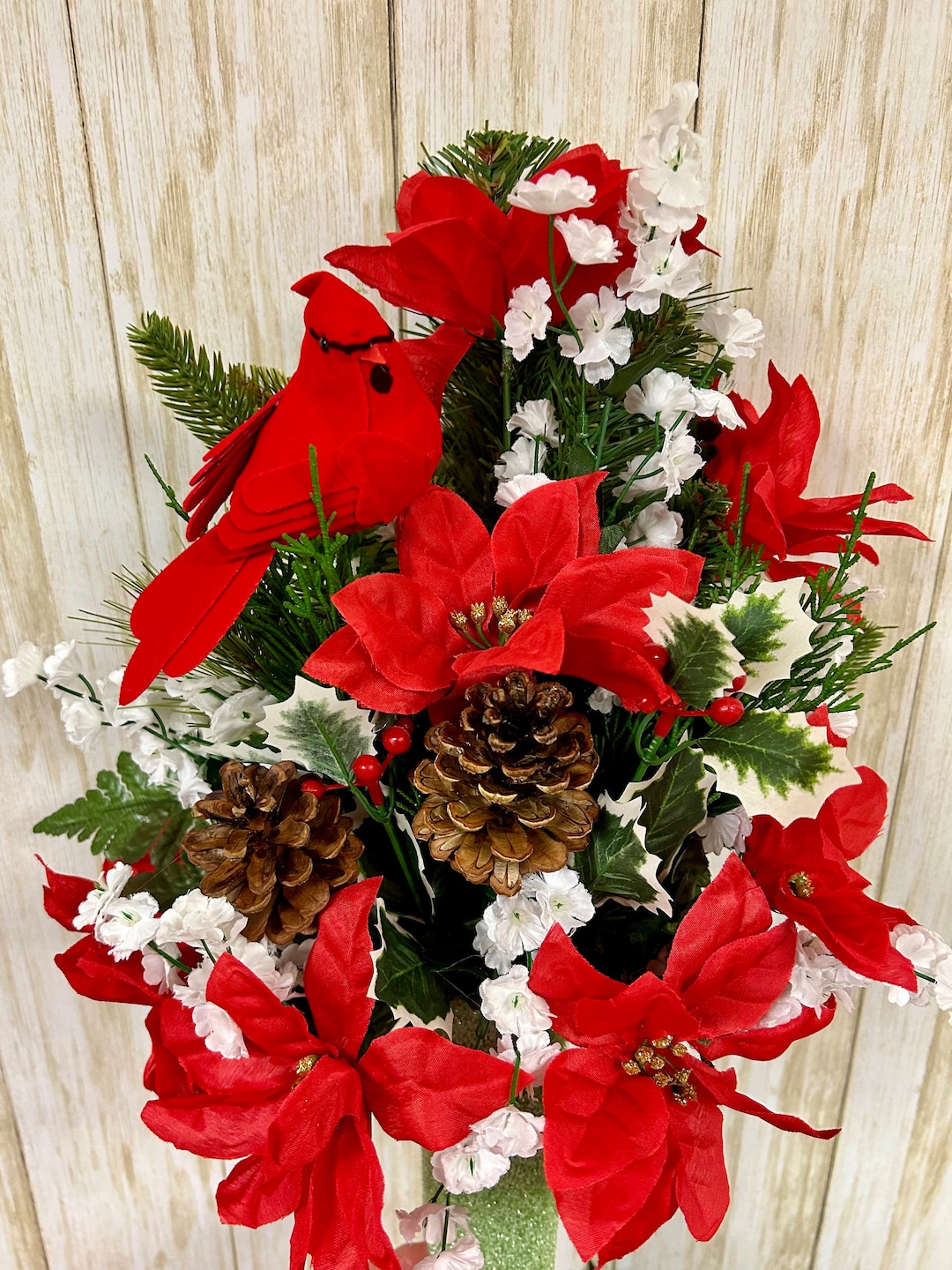 Red Cardinal Christmas, Crypt, Gravesite, Memorial, Funeral Flowers ...