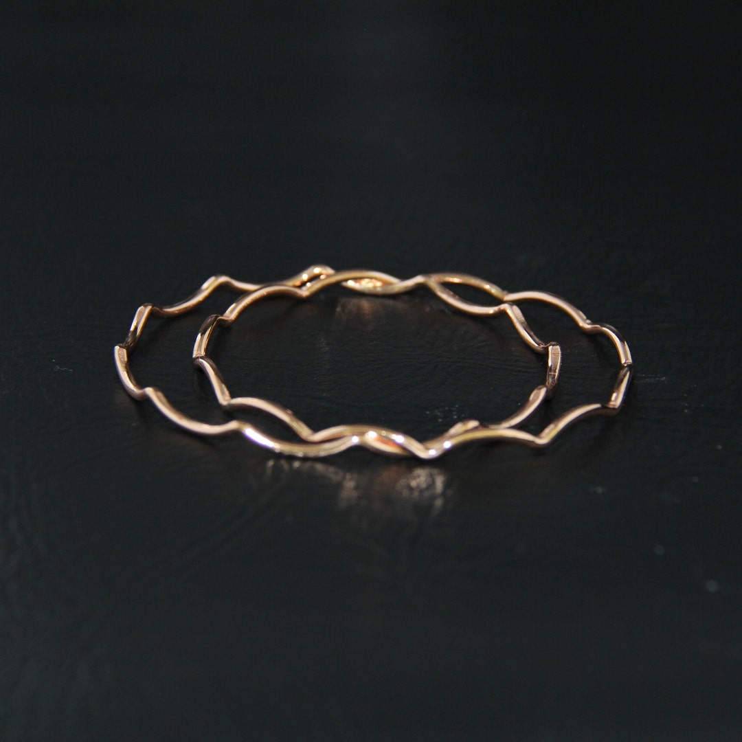 Copper Wave Bangle Set Anniversary Valentines Day Gift for Her ...