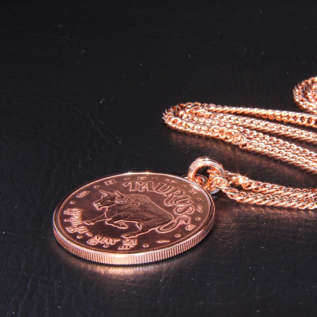 Taurus Zodiac Copper Pendant Horoscope Birth Signs for Men Unisex ...